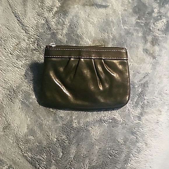 Coach | Bags | Coach Designer Coin Purse Black Genuine Soft Leather Top ...
